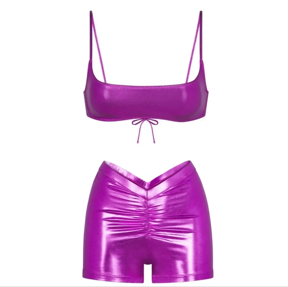 SKIMS | Swim | Nwt Skims Metallic Swim Set In Dragonfruit | Poshmark